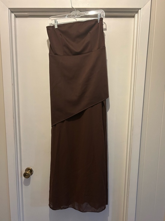 Dresses | Strapless Brown Asymmetrical Maxi Dress | Poshmark